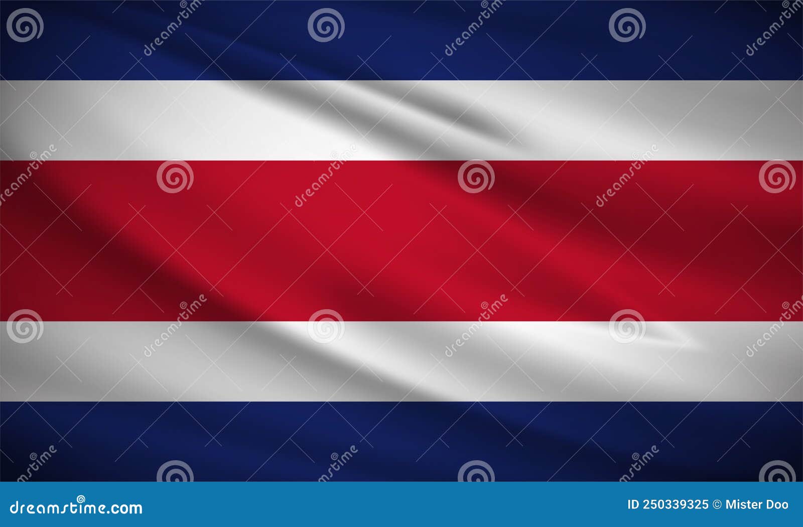 Realistic Wavy Flag of Costa Rica Background Vector. Costa Rica Wavy ...
