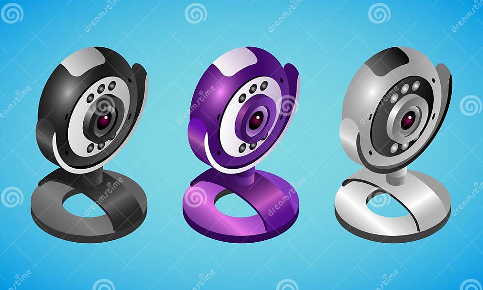 Realistic Webcam in Isometry on Blue Background Stock Vector ...