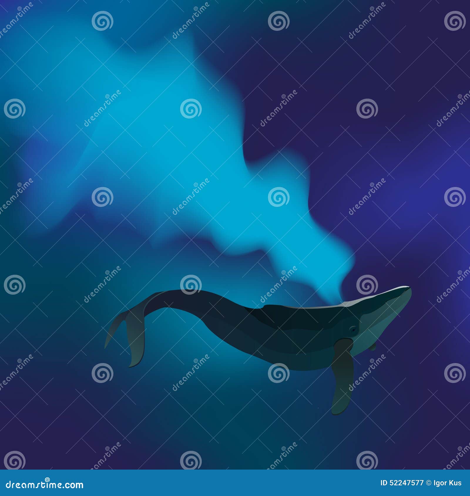Realistic Whale in Space with a Fountain Vector. Stock Vector ...