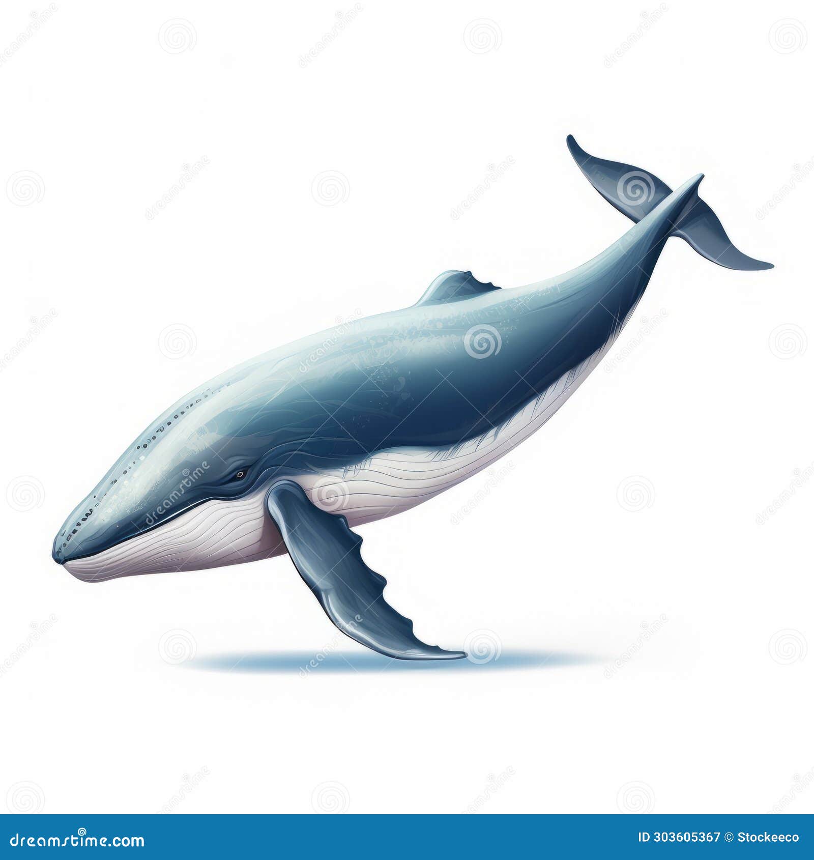 Realistic Whale Vector Illustration on White Background Stock ...