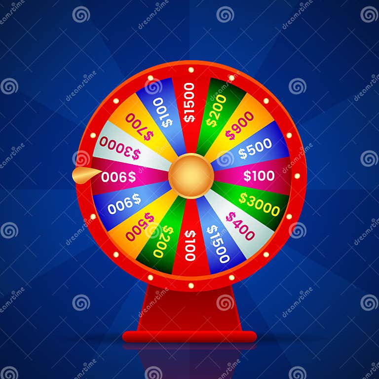 Realistic Wheel of Fortune on Blue Background with Shadow. Stock Vector ...