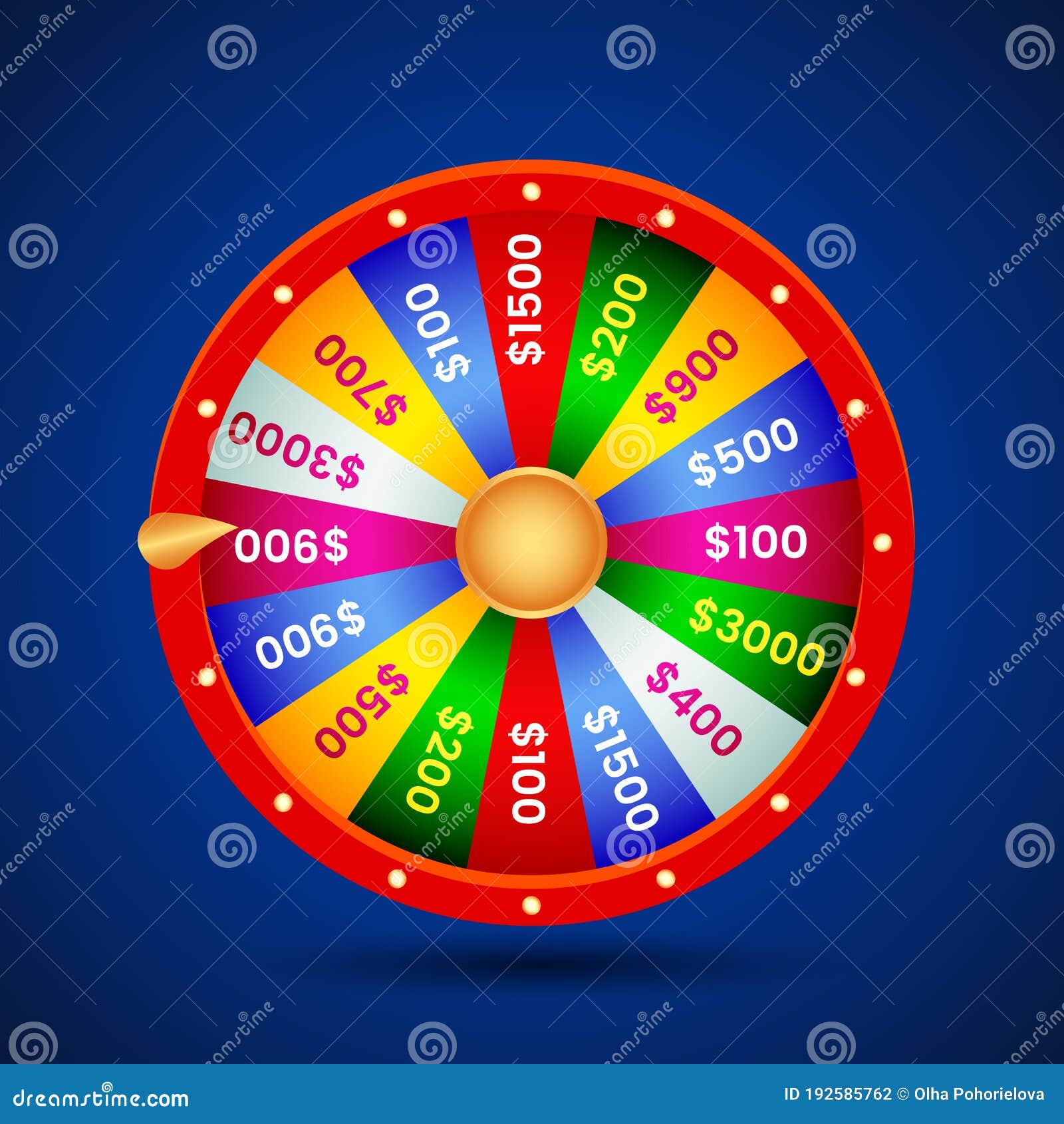 Realistic Wheel of Fortune on Blue Background with Shadow Stock ...