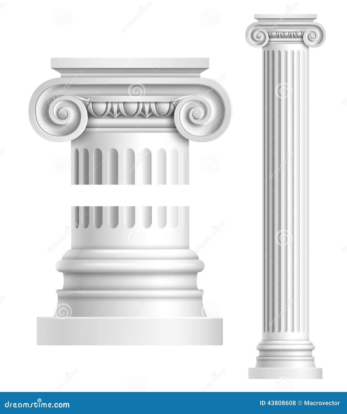 Ionic Realistic Antique Greek Marble Column Vector Illustration ...
