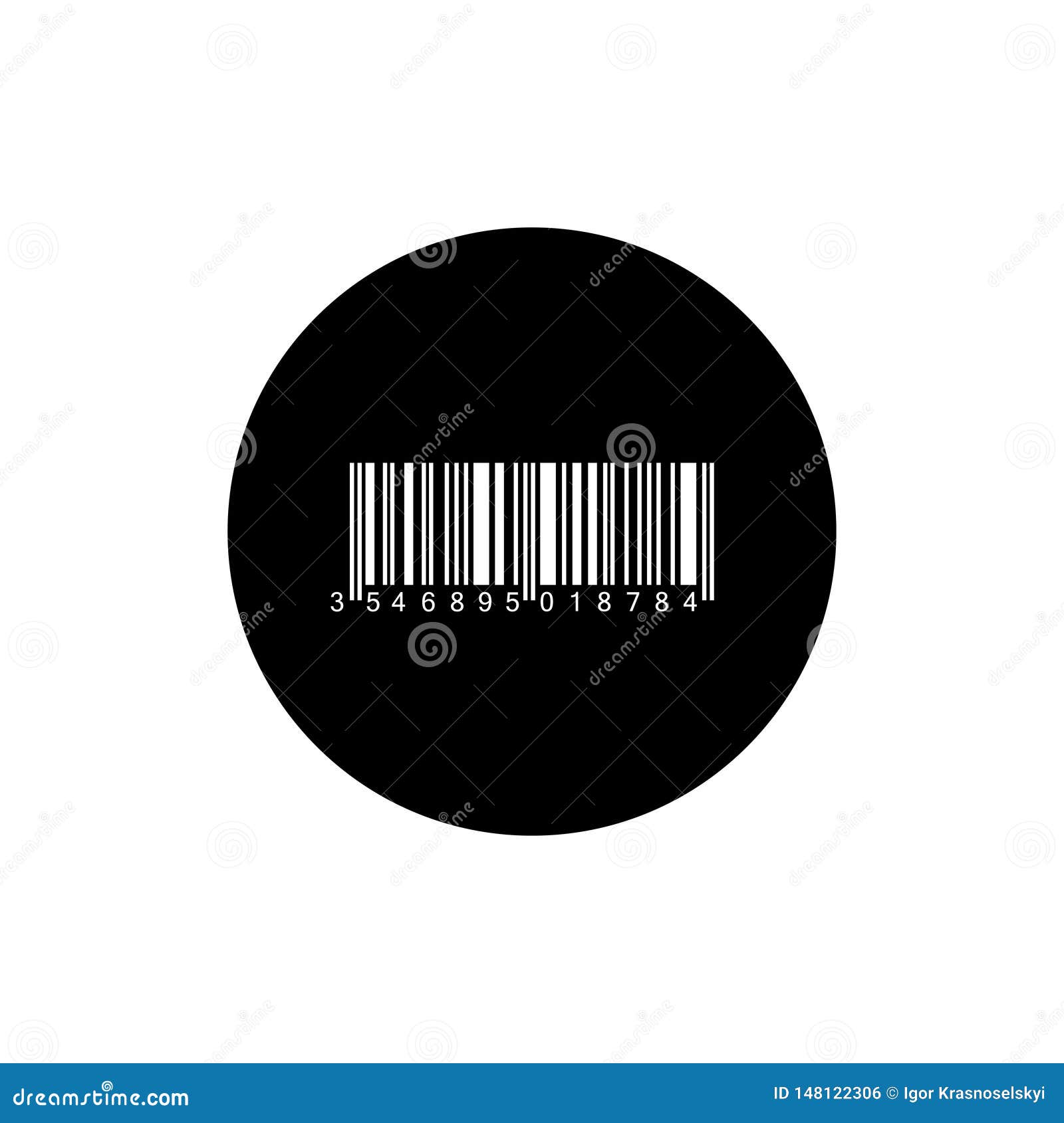 Realistic White Barcode on Black Circle. Barcode Vector Icon Stock ...