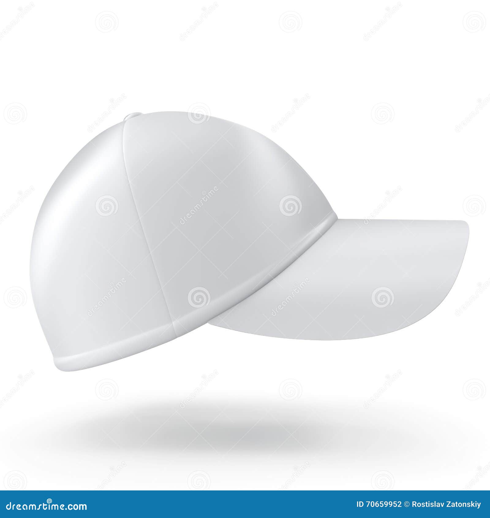 Realistic White Baseball Cap Isolated on White Background. Stock ...