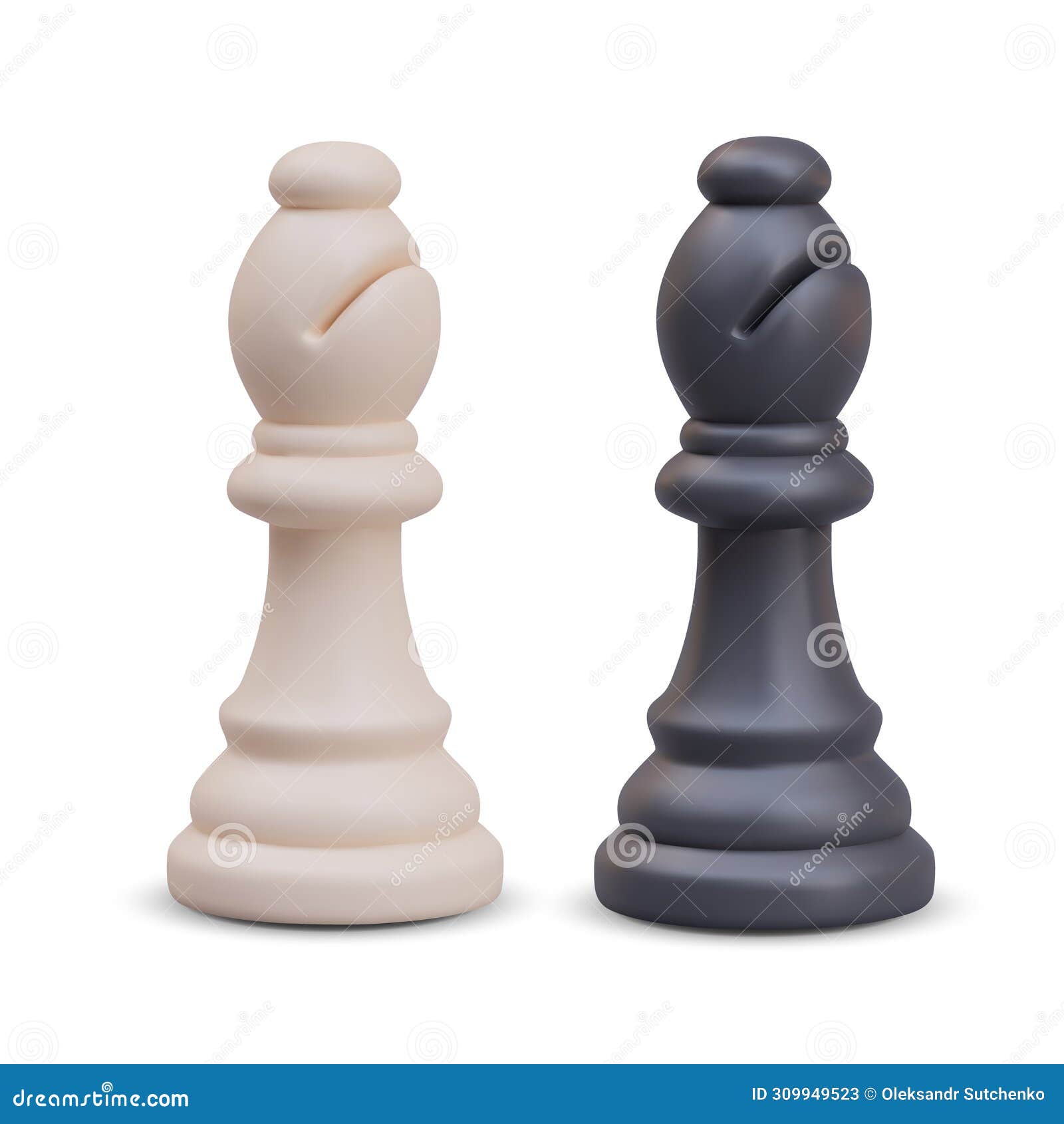 Realistic White and Black Chess Bishop. Vector Templates for Lessons ...