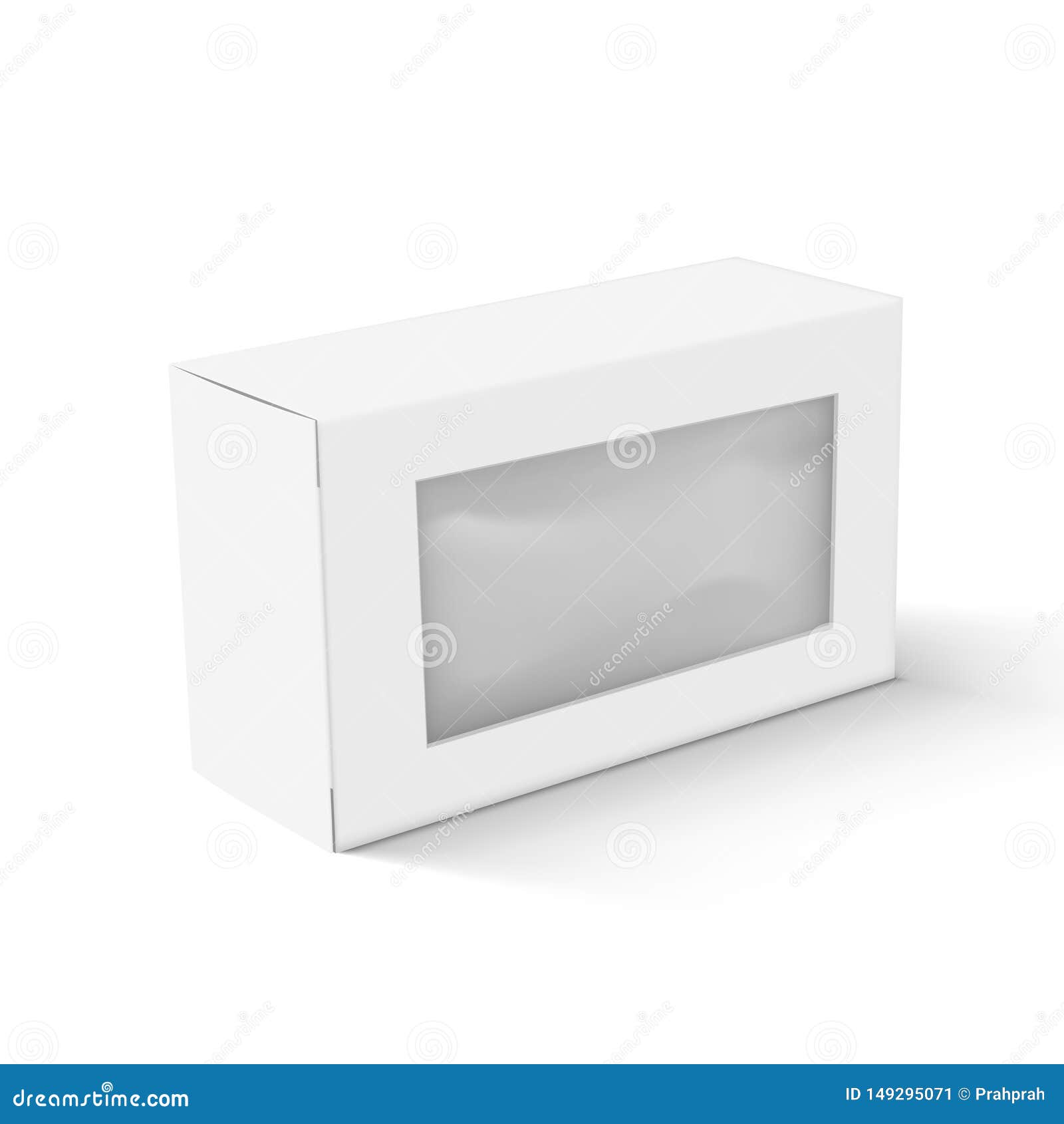 Realistic White Blank Cardboard Take Away Box Packaging with Plastic ...