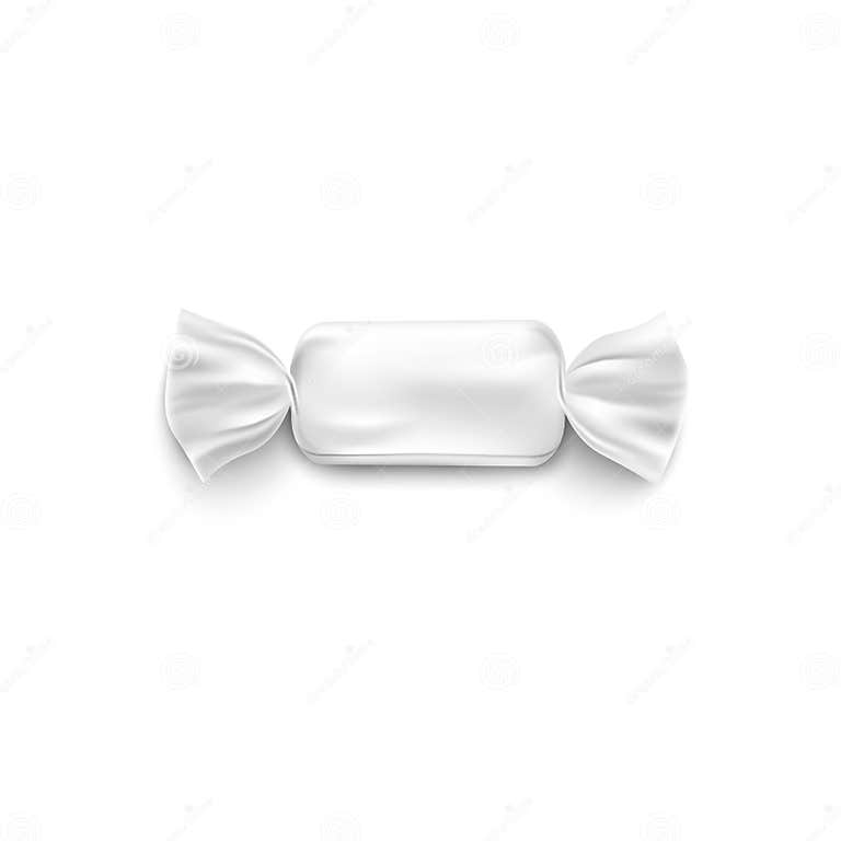 Realistic White Candy Wrapper Mockup - Rectangle Chocolate Sweets ...