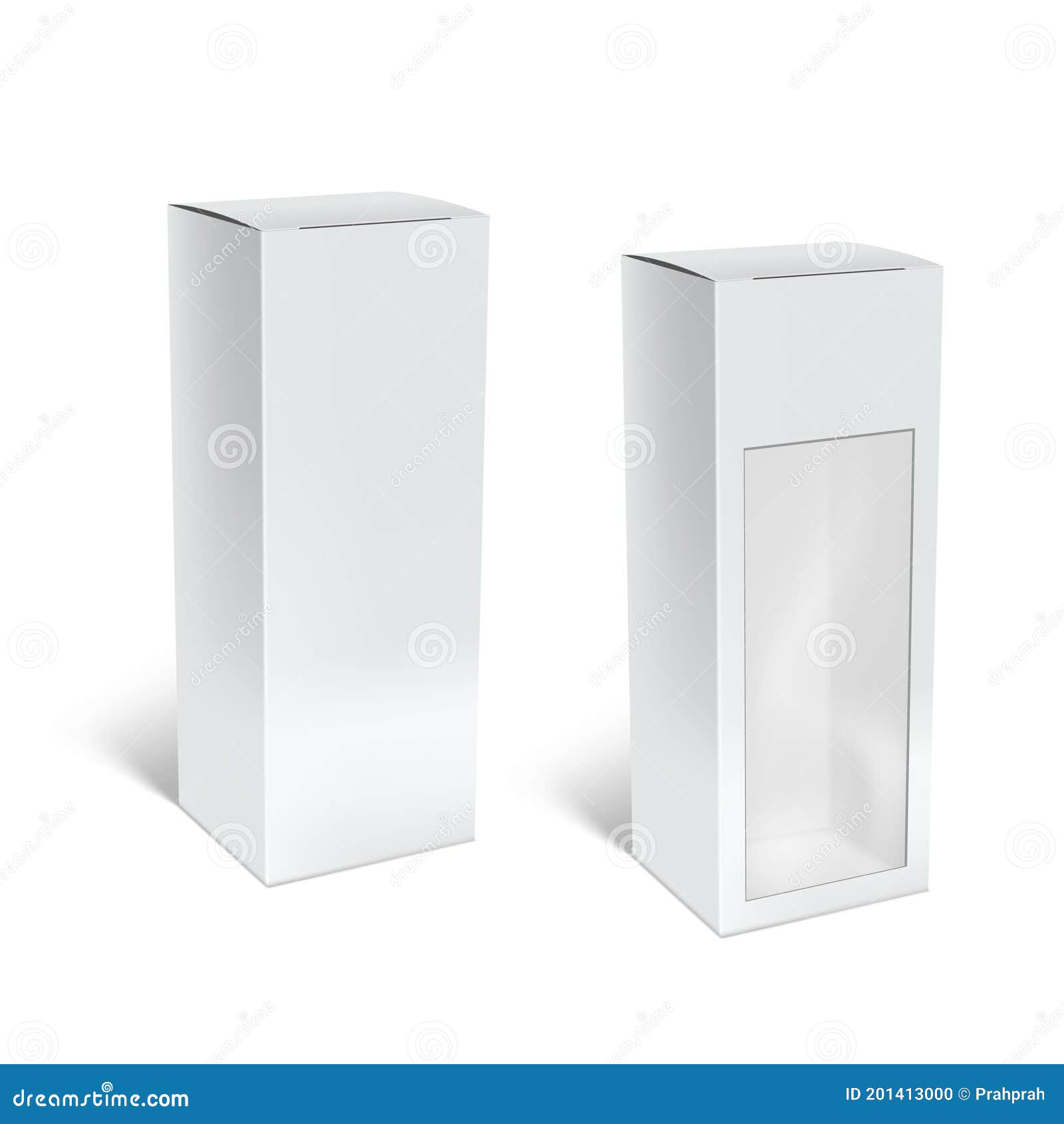 Realistic White Cardboard Box with Plastic Window Stock Illustration ...