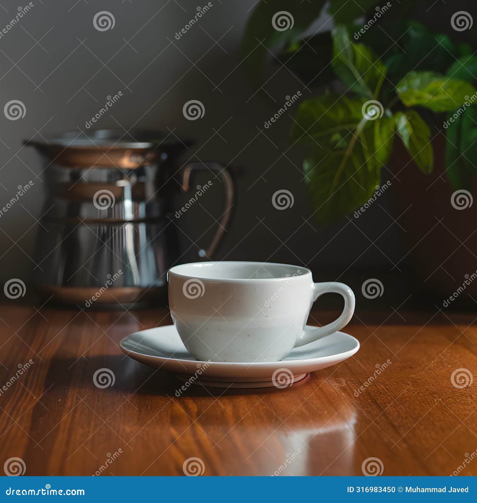 Realistic White Ceramic Cup Set Up in Home Interior Stock Illustration ...