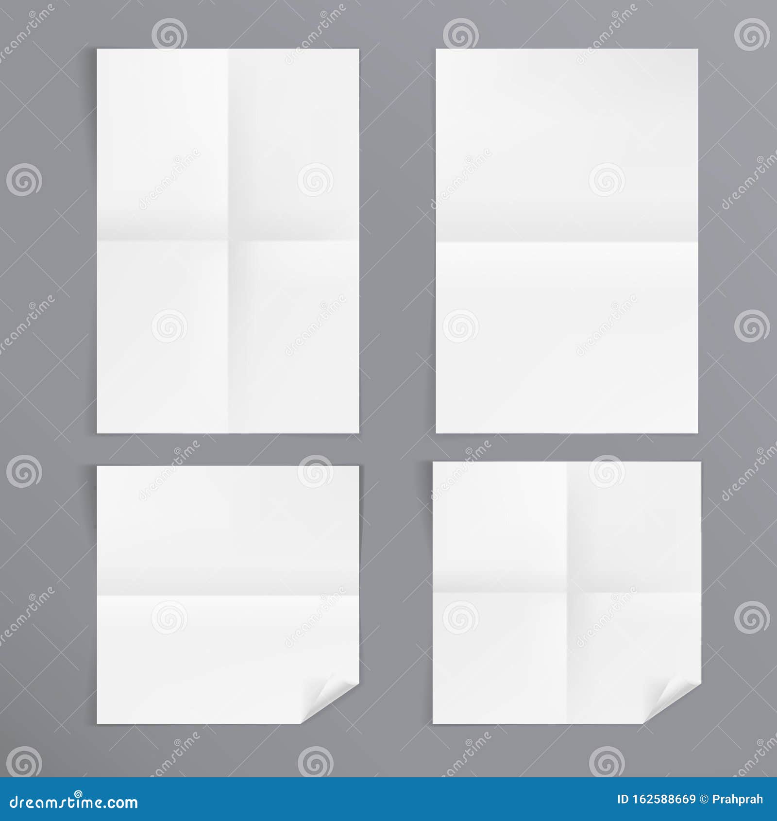 Realistic White Folded Paper with Curled Corner Stock Illustration ...