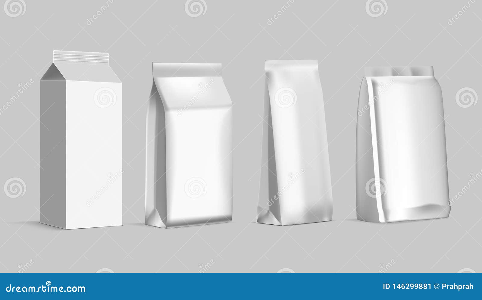 Realistic White Food Paper Package Template Set Stock Vector ...