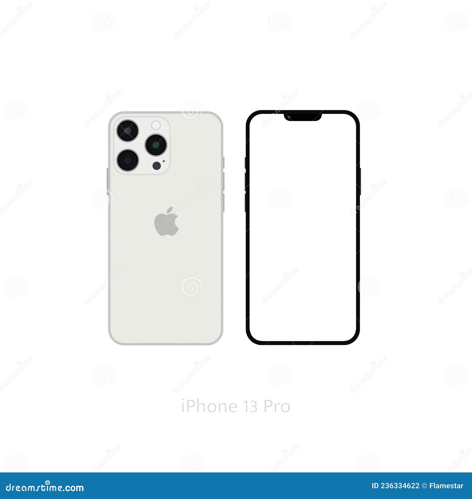 Realistic White IPhone 13 Pro Mockup, Smartphone Vector White Screen ...