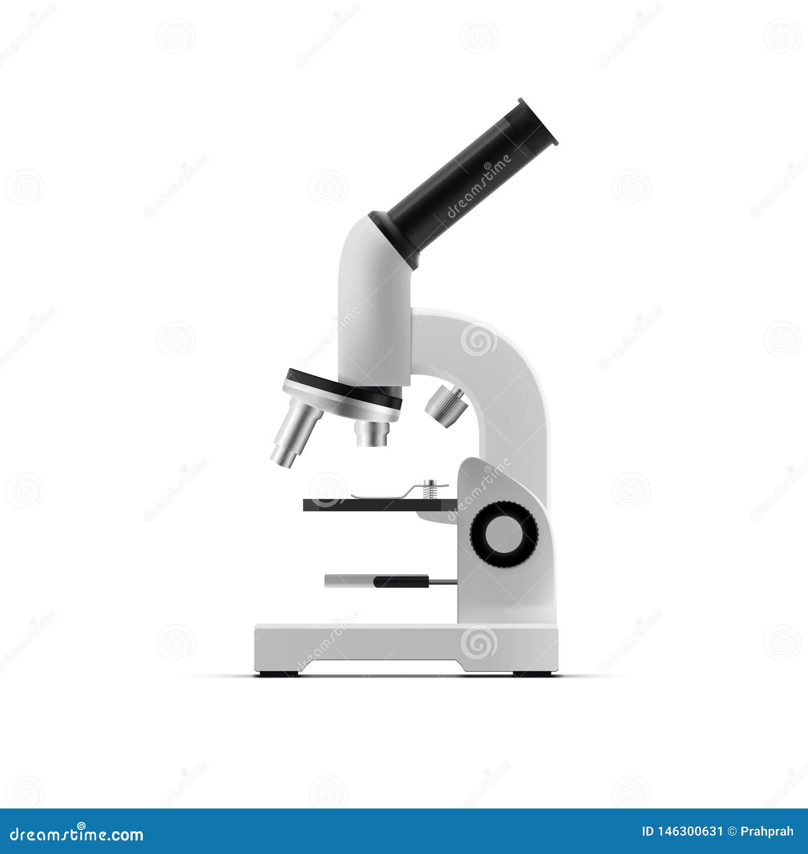 Realistic White Laboratory Microscope Isolated on Background Stock Illustration - Illustration ...
