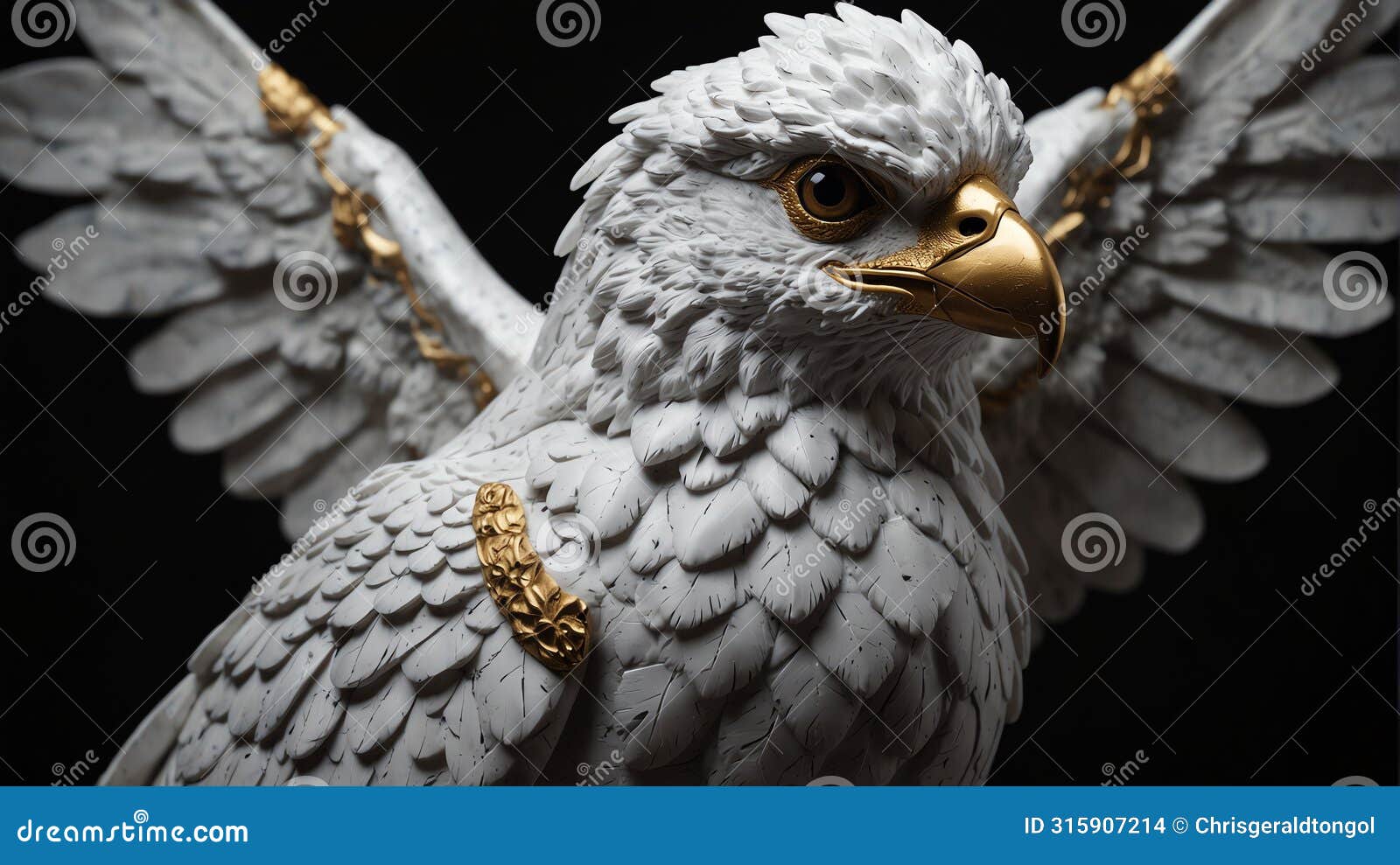 Falcon Statue On Black Background , A Myth From Egypt Royalty-Free ...
