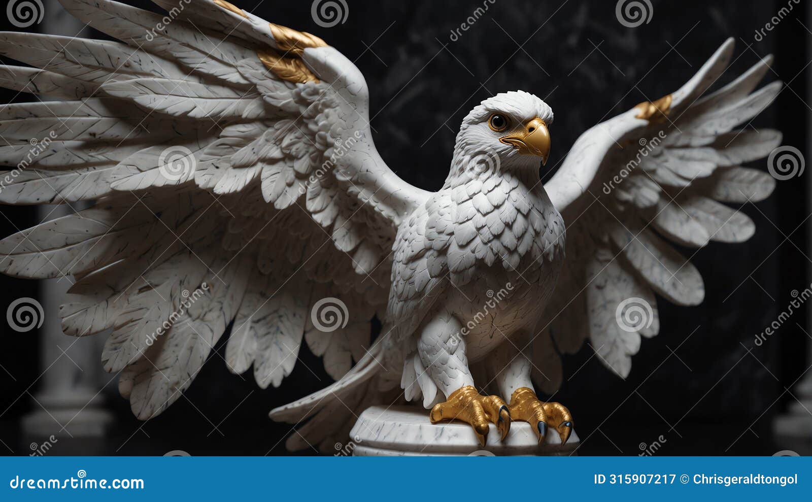 Falcon Statue On Black Background , A Myth From Egypt Royalty-Free ...