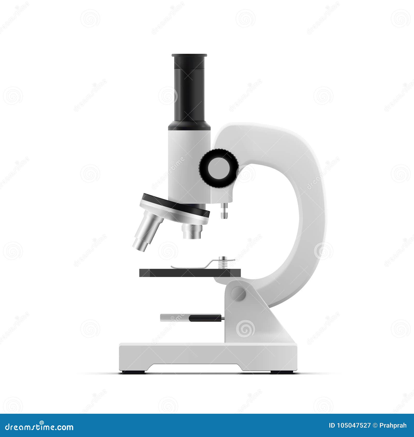 Realistic White Microscope Isolated on Background Stock Illustration ...