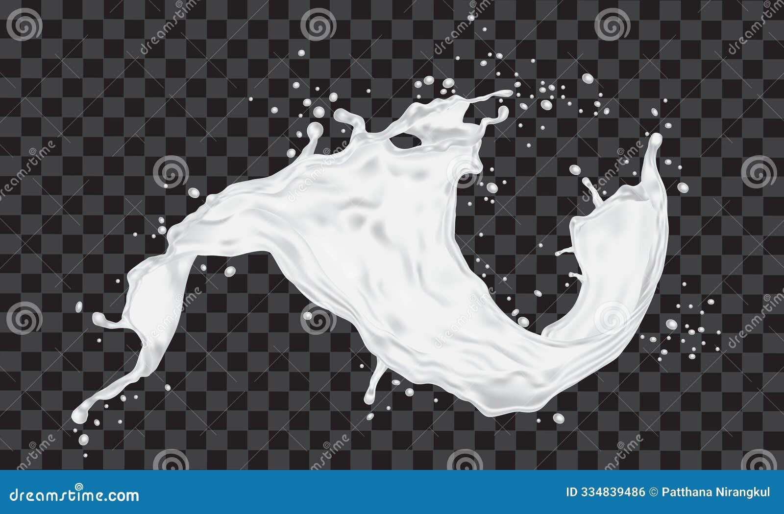 Realistic White Milk Splash Spiral Dynamic on Grey Checkered Background ...