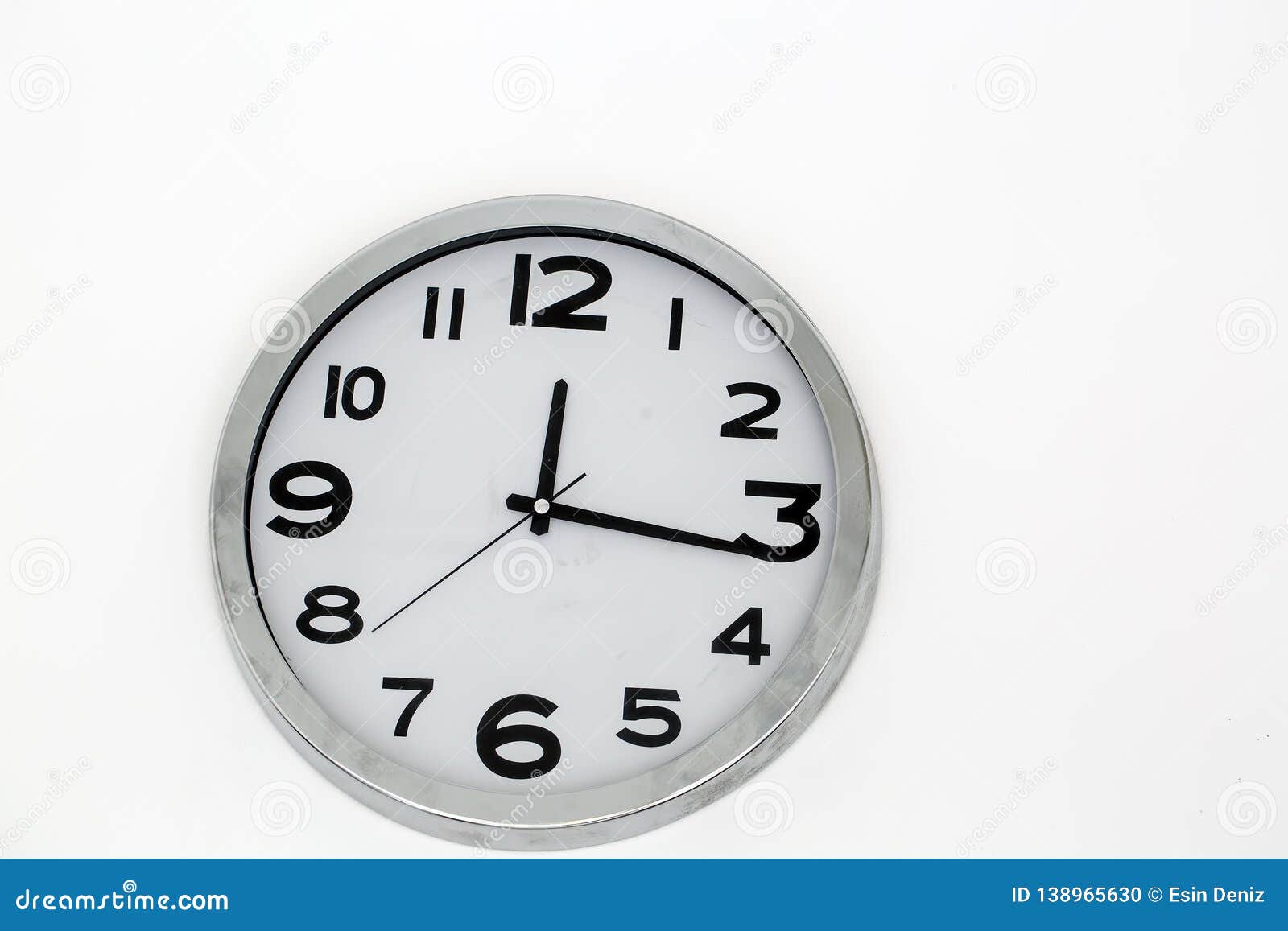 Realistic White Modern Quartz Wall Clock Background Stock Photo - Image ...