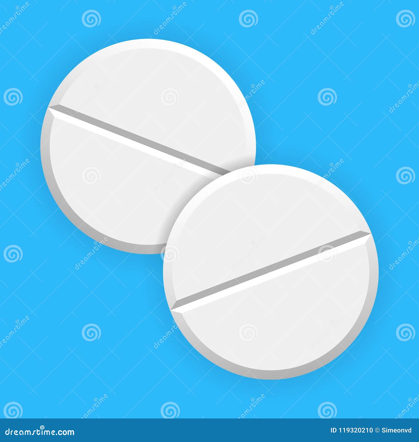 Realistic White Pills and Tablets Isolated on Background Stock Vector ...
