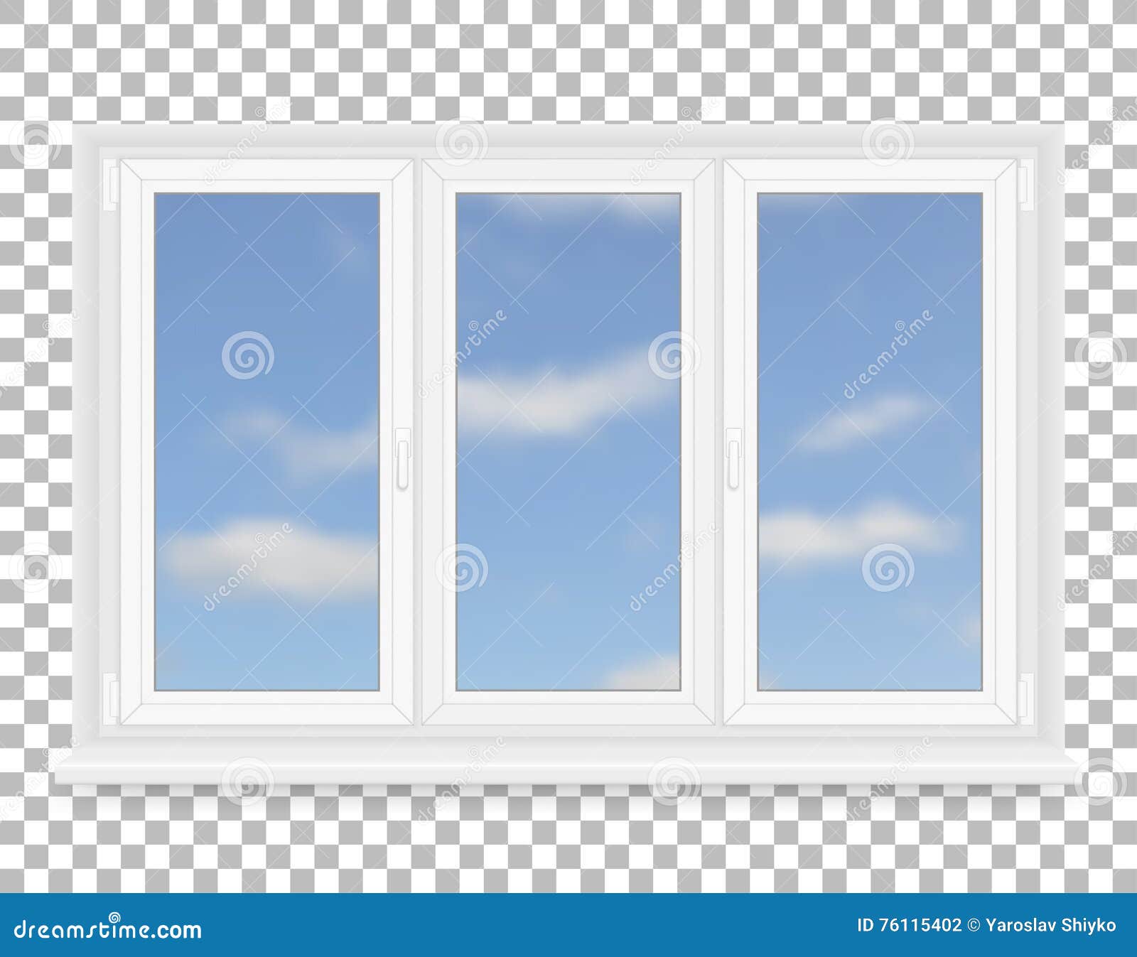 Realistic White Plastic Window with Sky View Stock Vector ...