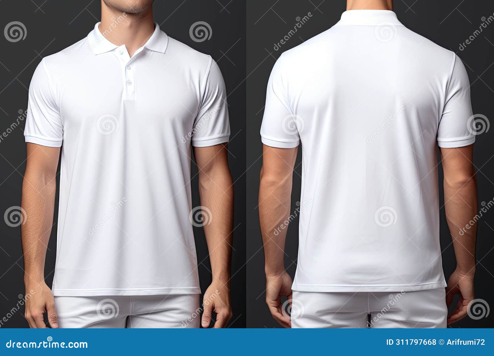 Realistic White Polo Shirts Mockup Front and Back View Design Template ...