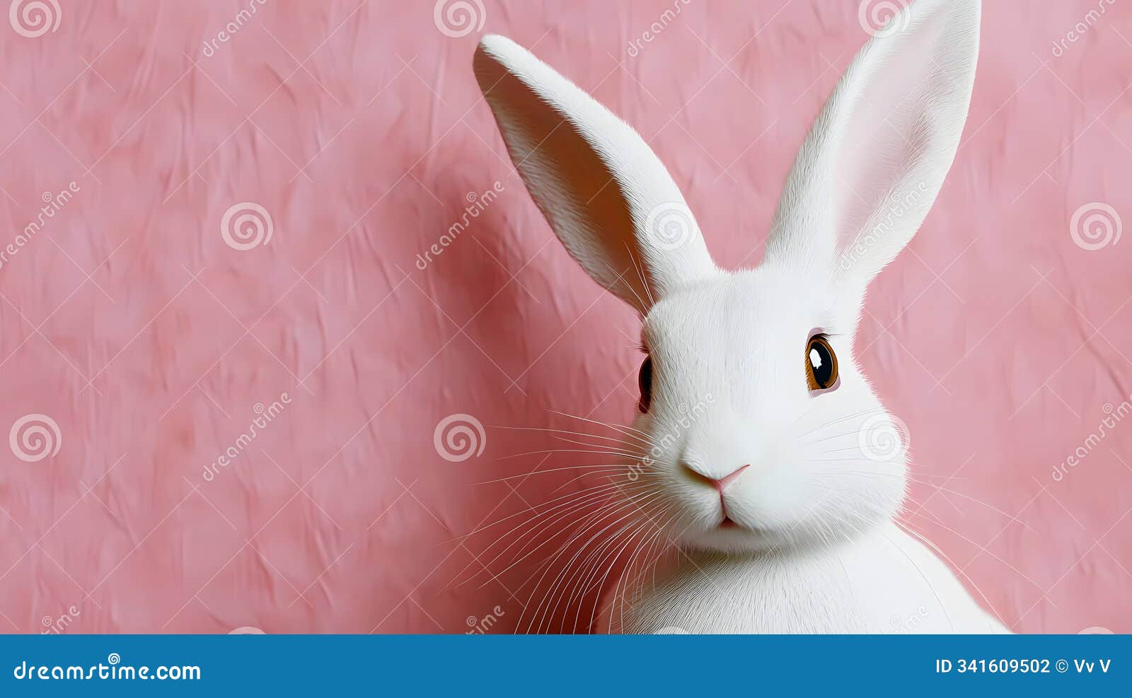 Realistic White Rabbit Against a Pink Background Stock Photo - Image of ...