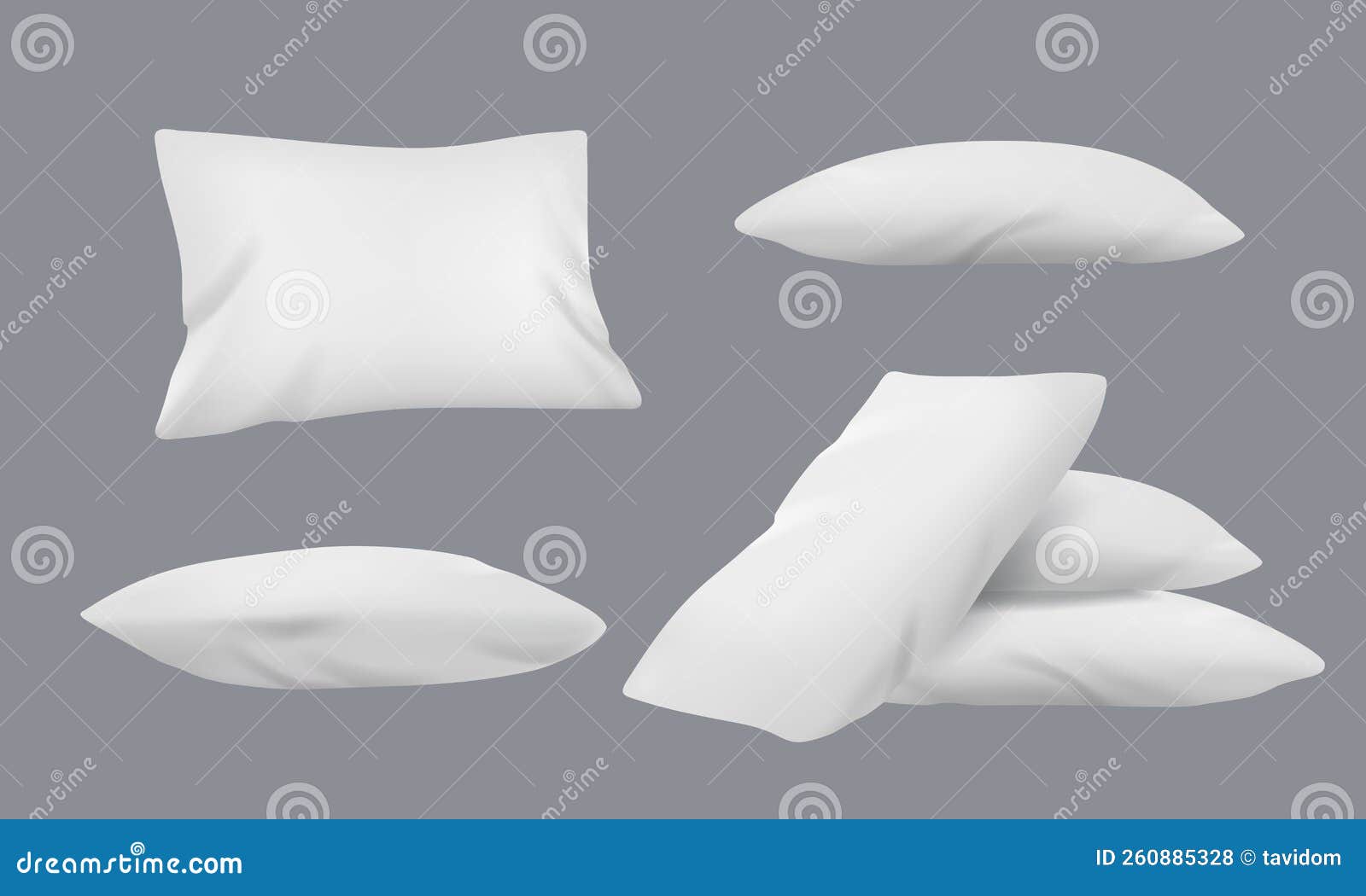 Realistic White Rectangle Pillows Side En Top View. Mockup Set of ...