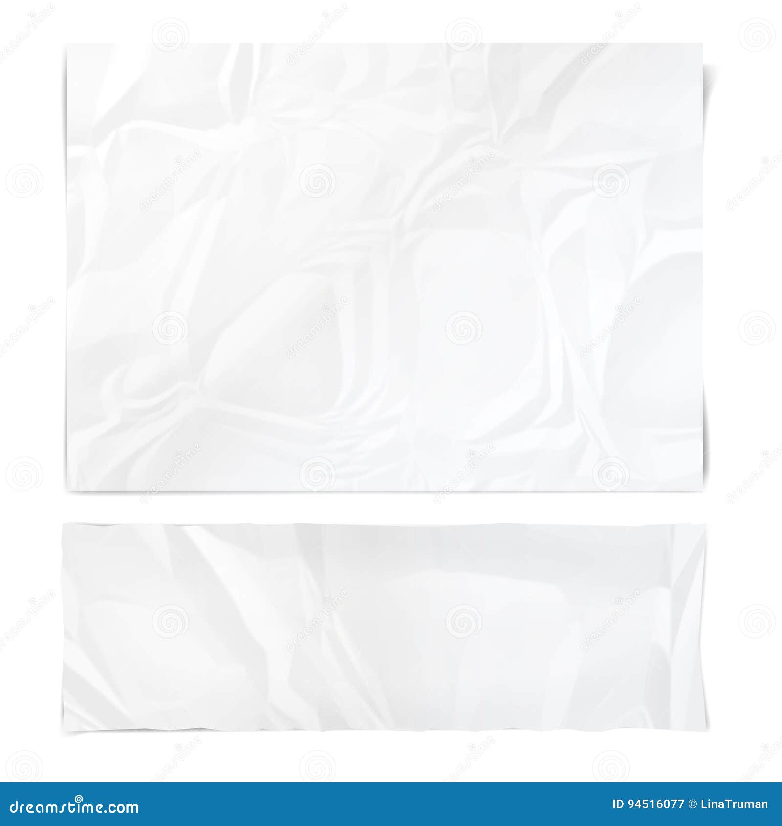 Realistic White Sheets Of Crumpled Paper. Wrinkled Papers Cartoon ...