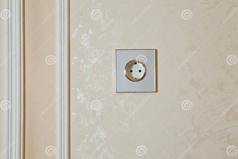 Realistic White Socket. Illustration. Plug White Shadow Rectangle Wall ...