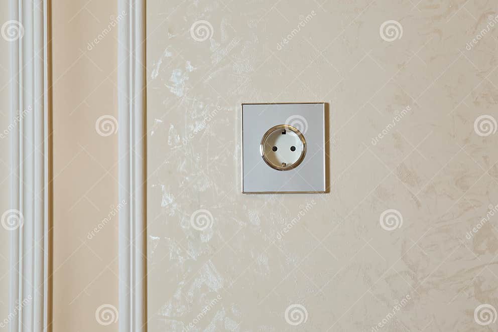 Realistic White Socket. Illustration. Plug White Shadow Rectangle Wall ...