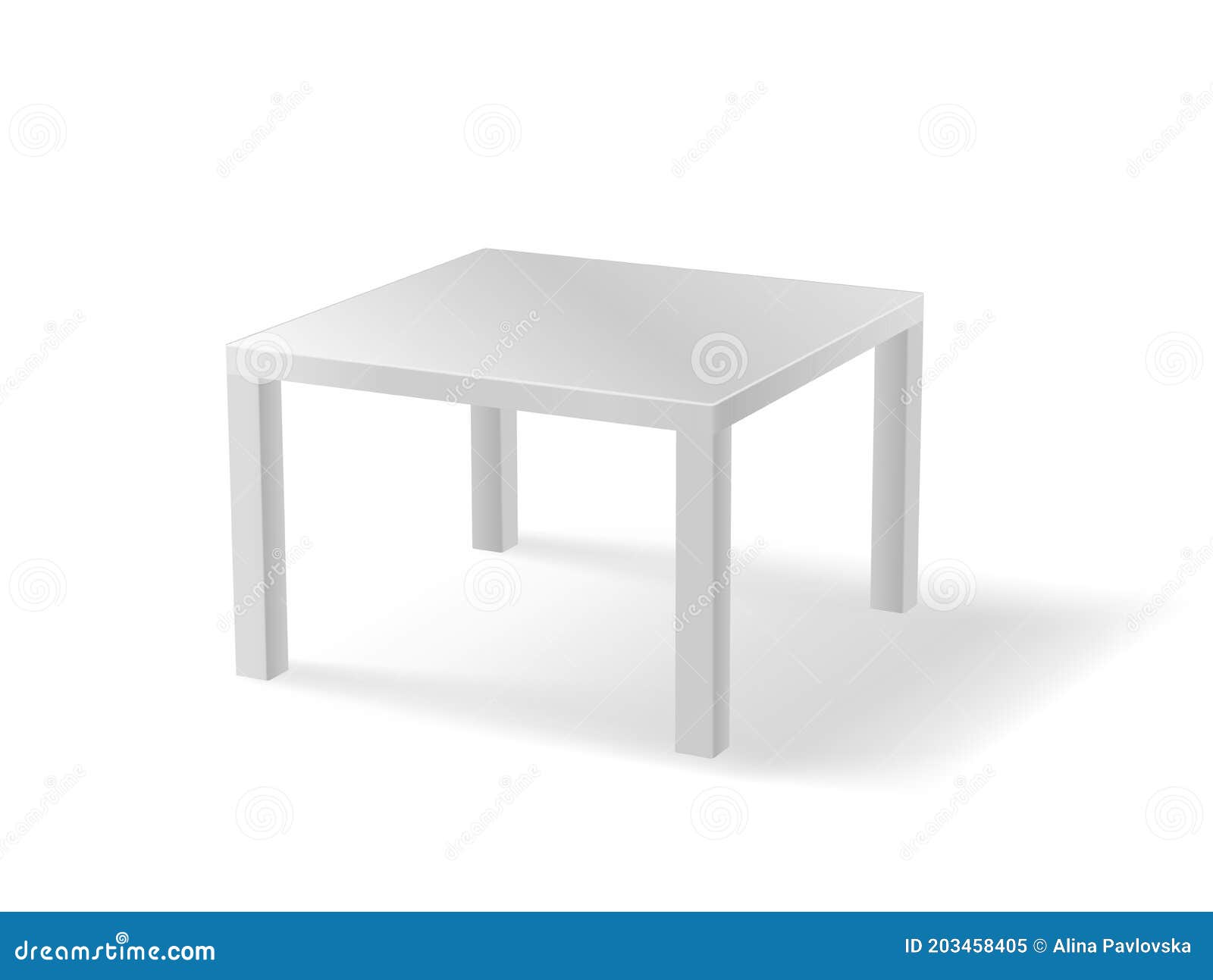 Realistic White Table 3d Object Rectangular Isolated on White ...
