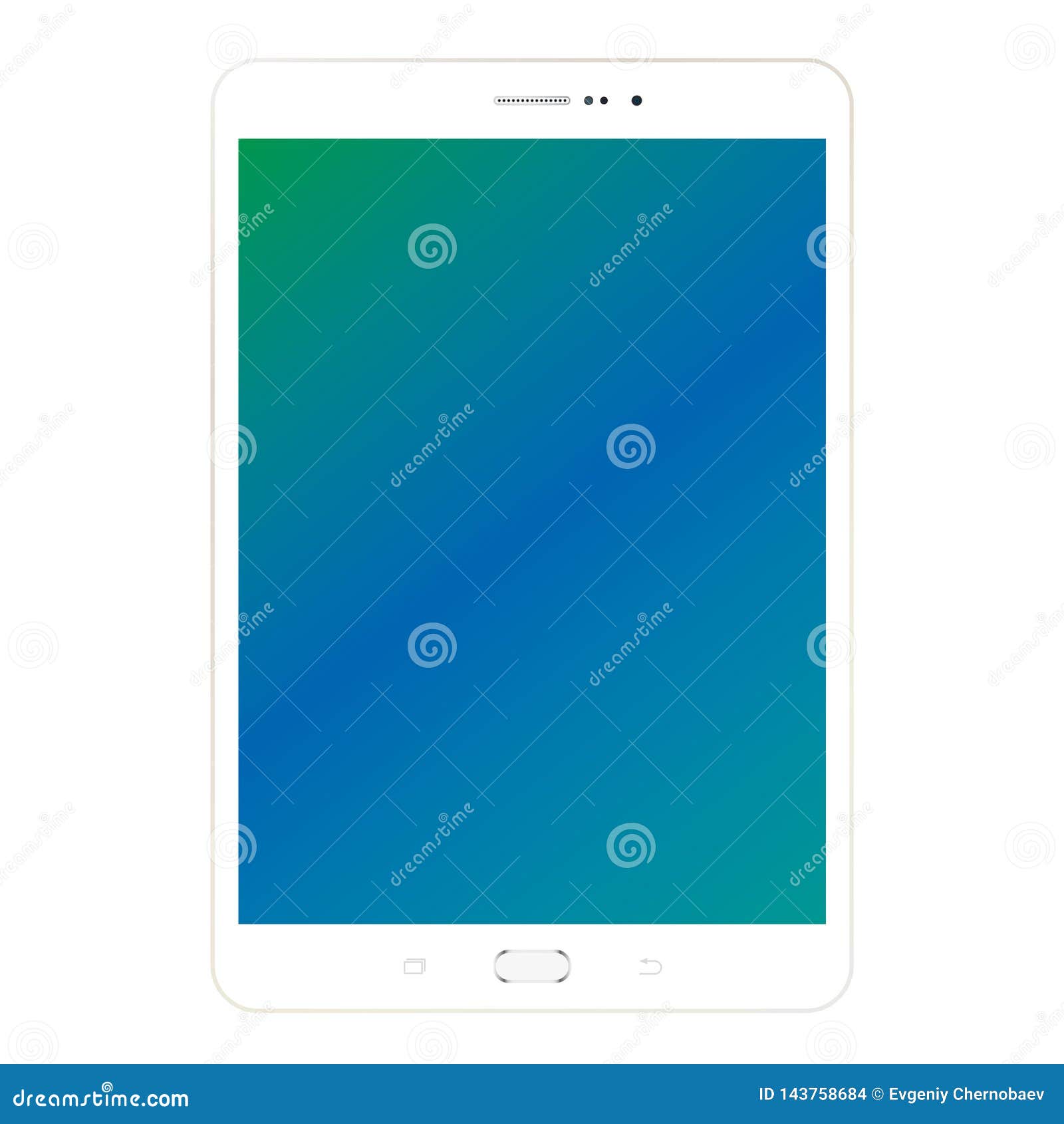 Realistic White Tablet Withgreen and Blue Color Screen Vector Eps10 ...
