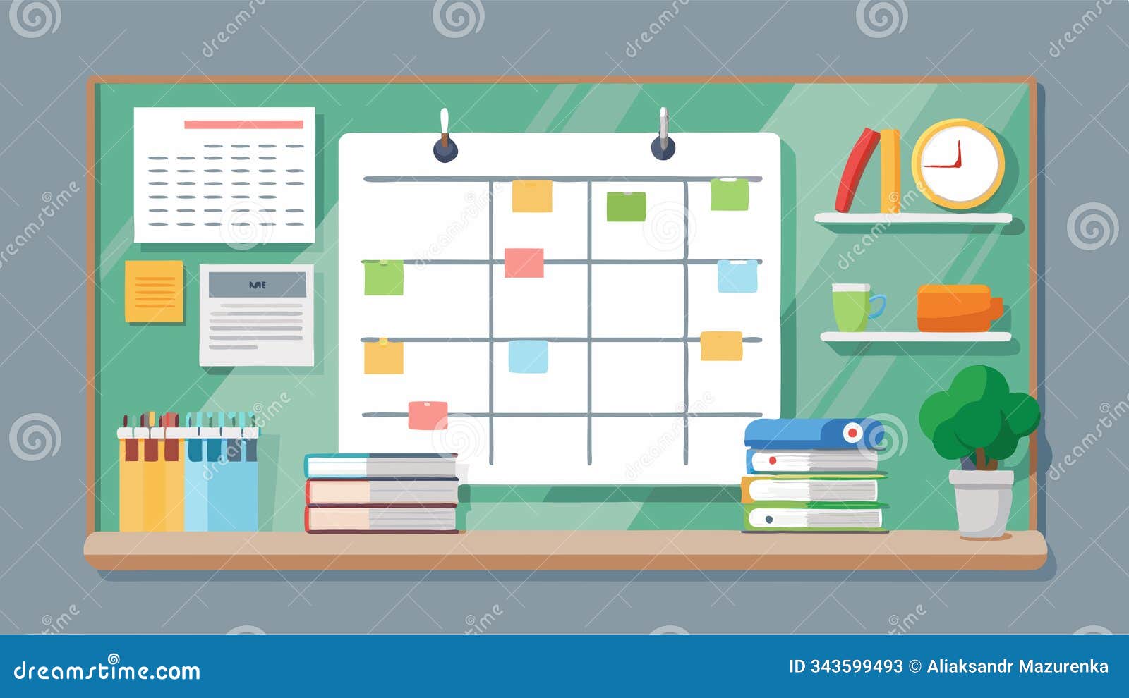 Realistic Whiteboard for Memo Notes and Planner Isolated in Vector ...
