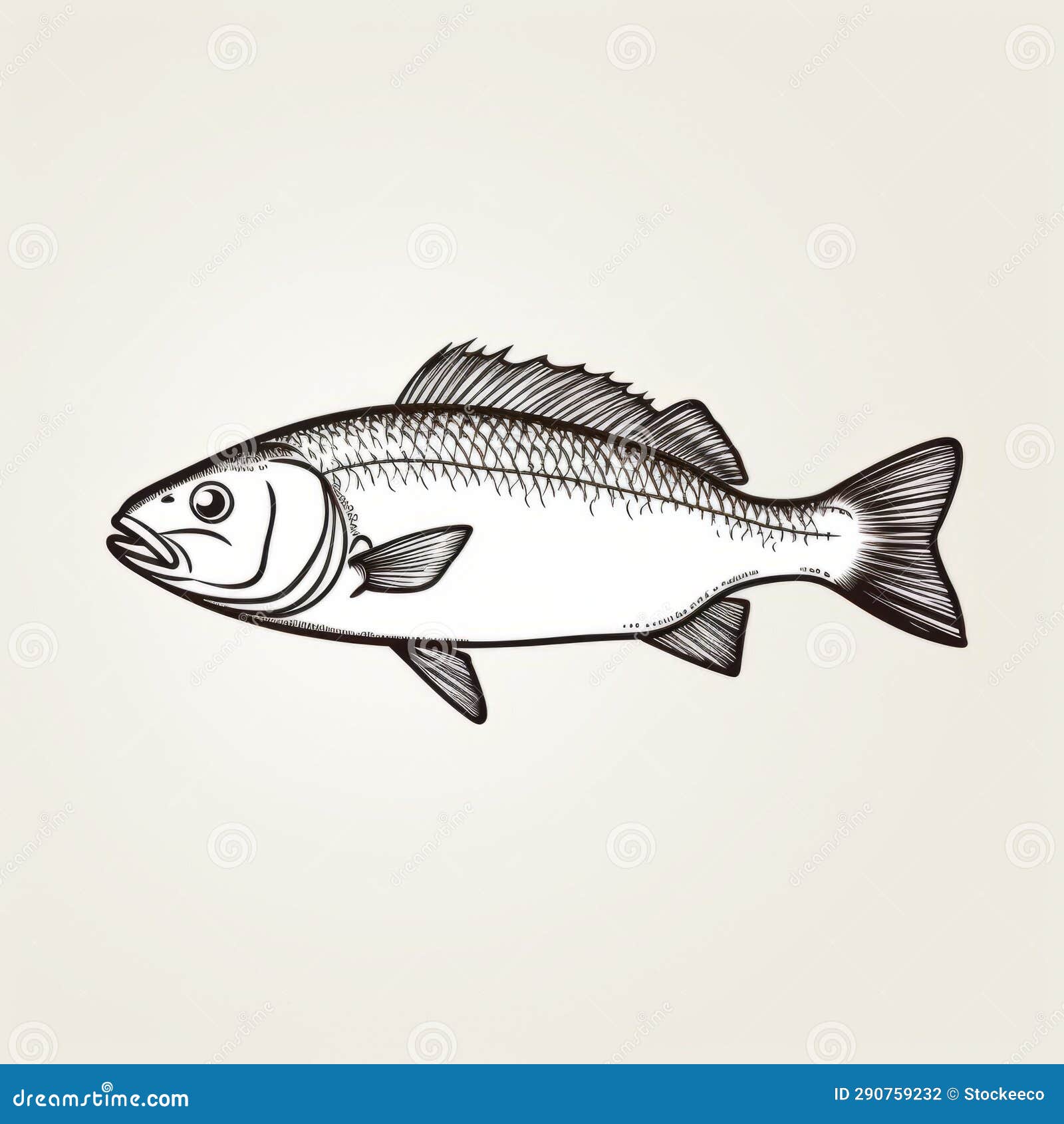 Vintage Poster Style Hand Drawn Fish with Heavy Shading Stock ...