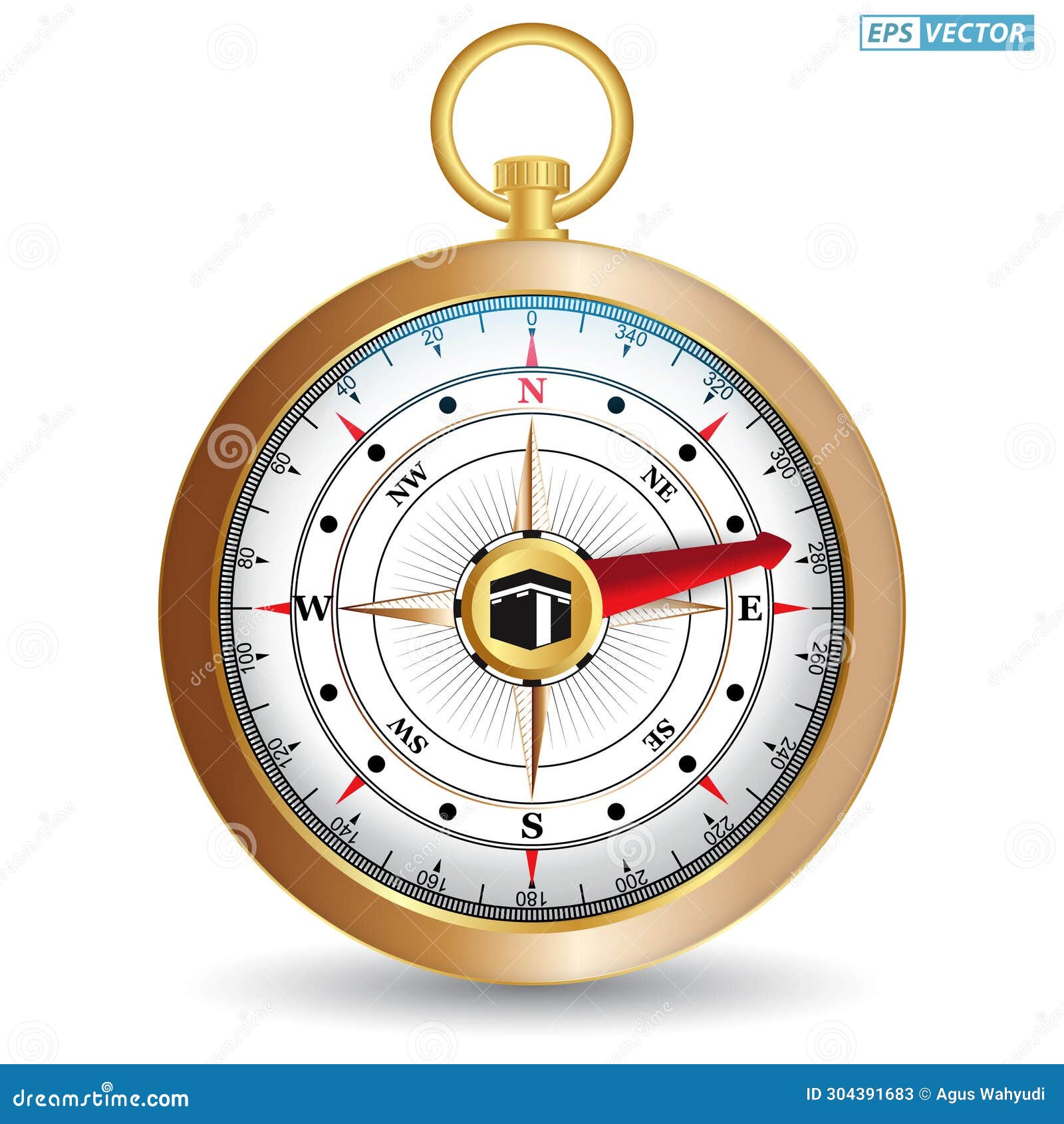 Realistic Wind Compass For Kabah Direction Or Al Haram Mosque ...