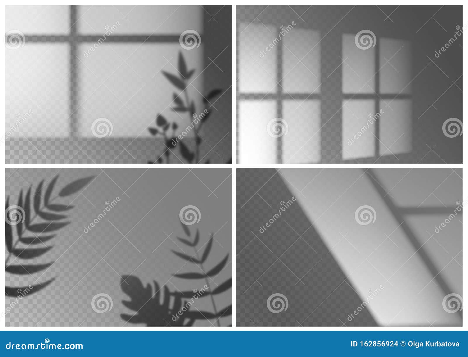 Realistic Window Shadow. Window Frame And Louvers With With Tropical ...