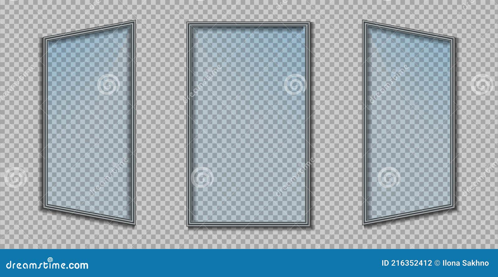 Realistic Windows. Frames And Glass On A Transparent Background. Vector ...