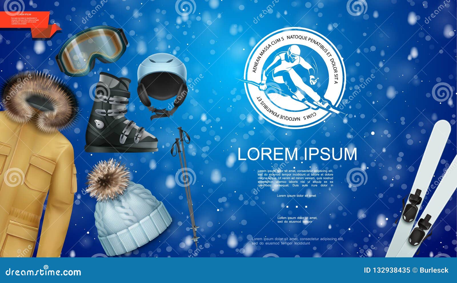Realistic Winter Sport Template Stock Vector - Illustration of element ...