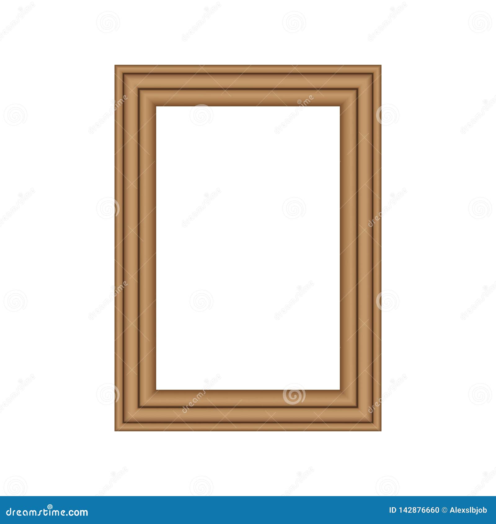 Realistic Wood Frame Isolated on White Background Stock Illustration ...
