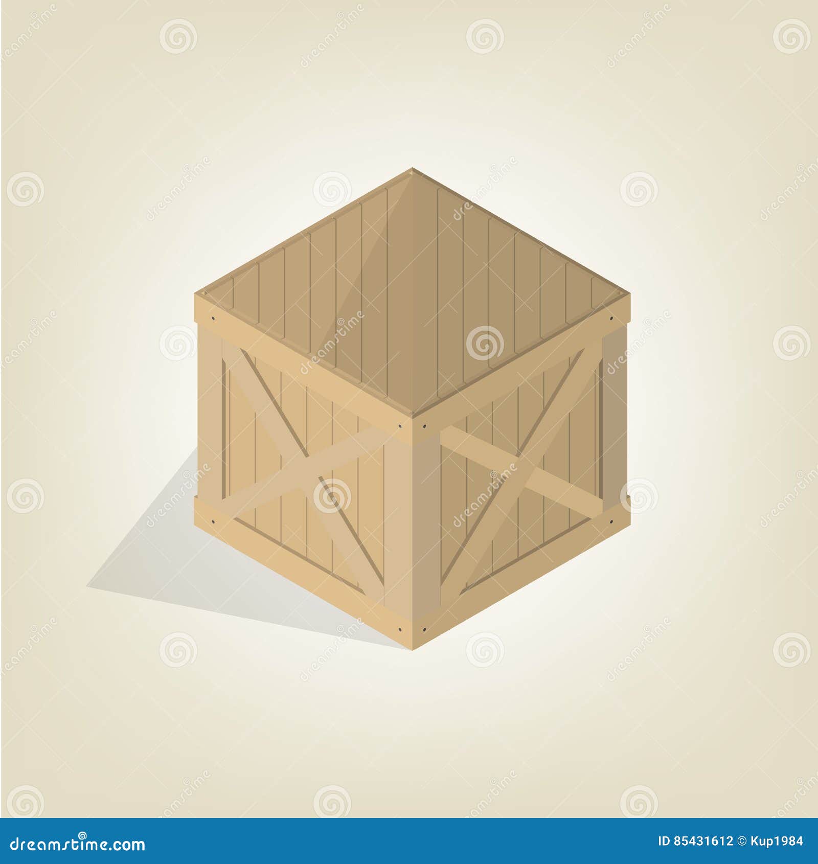 Realistic Wooden Box Isometric, Vector Illustration. Stock Vector ...