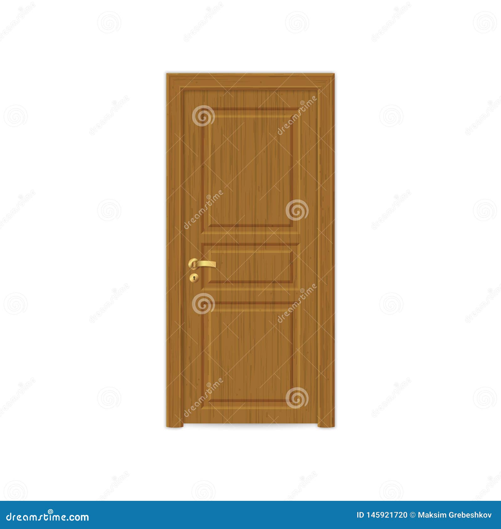 Realistic Wooden Door Isolated Stock Illustration - Illustration of ...