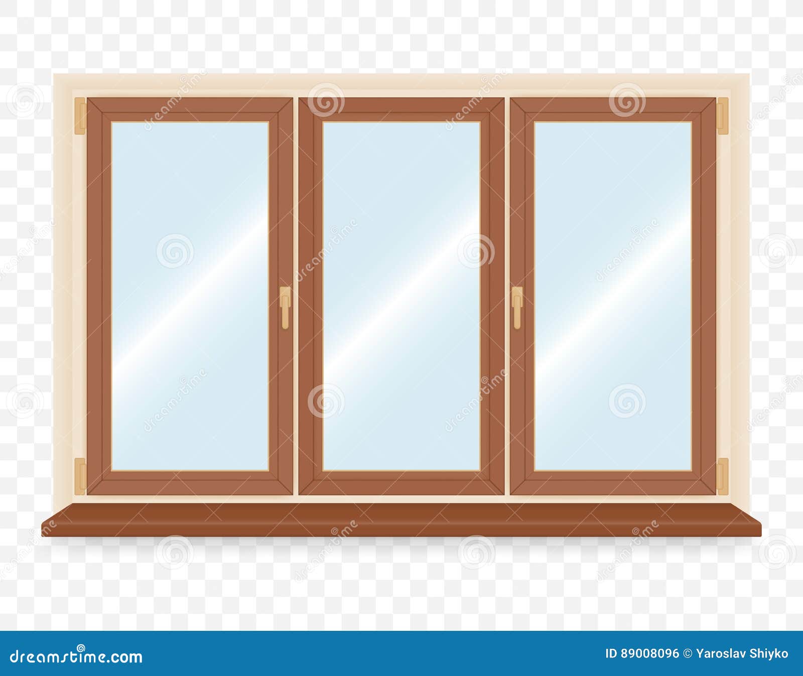 Realistic Wooden Plastic Window Stock Vector - Illustration of pane ...