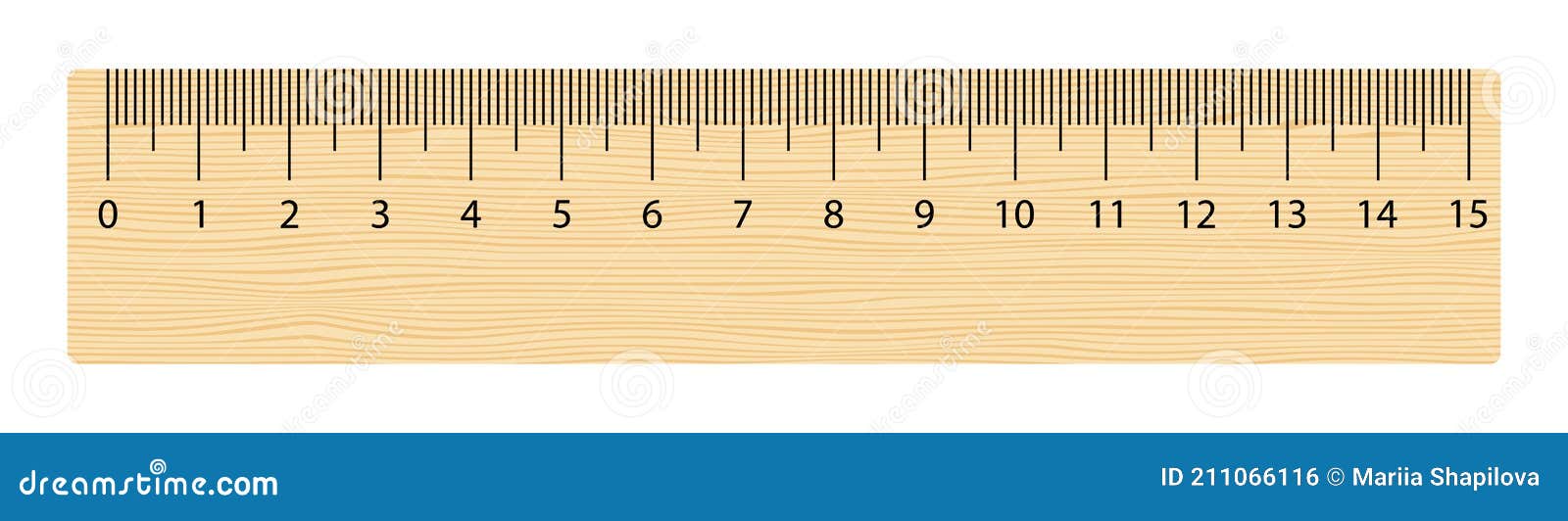 Realistic Wooden Ruler 15 Centimeters. Math Tool Stock Vector ...