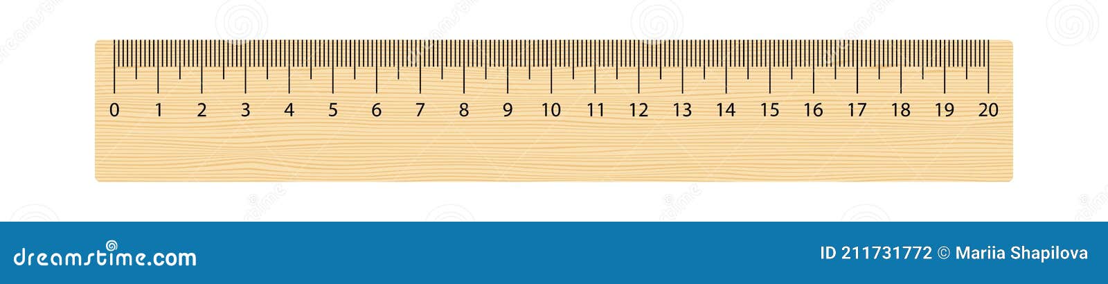 Realistic Wooden Ruler 20 Centimeters. Math Tool Stock Vector ...