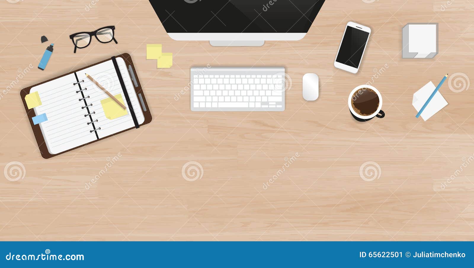 Desk Top View With Documents, Smartphone And Calculator And Magnifying ...