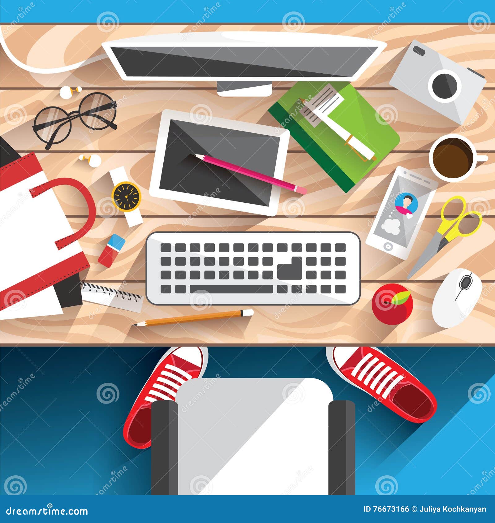 Realistic Workplace Organization Stock Vector - Illustration of ...