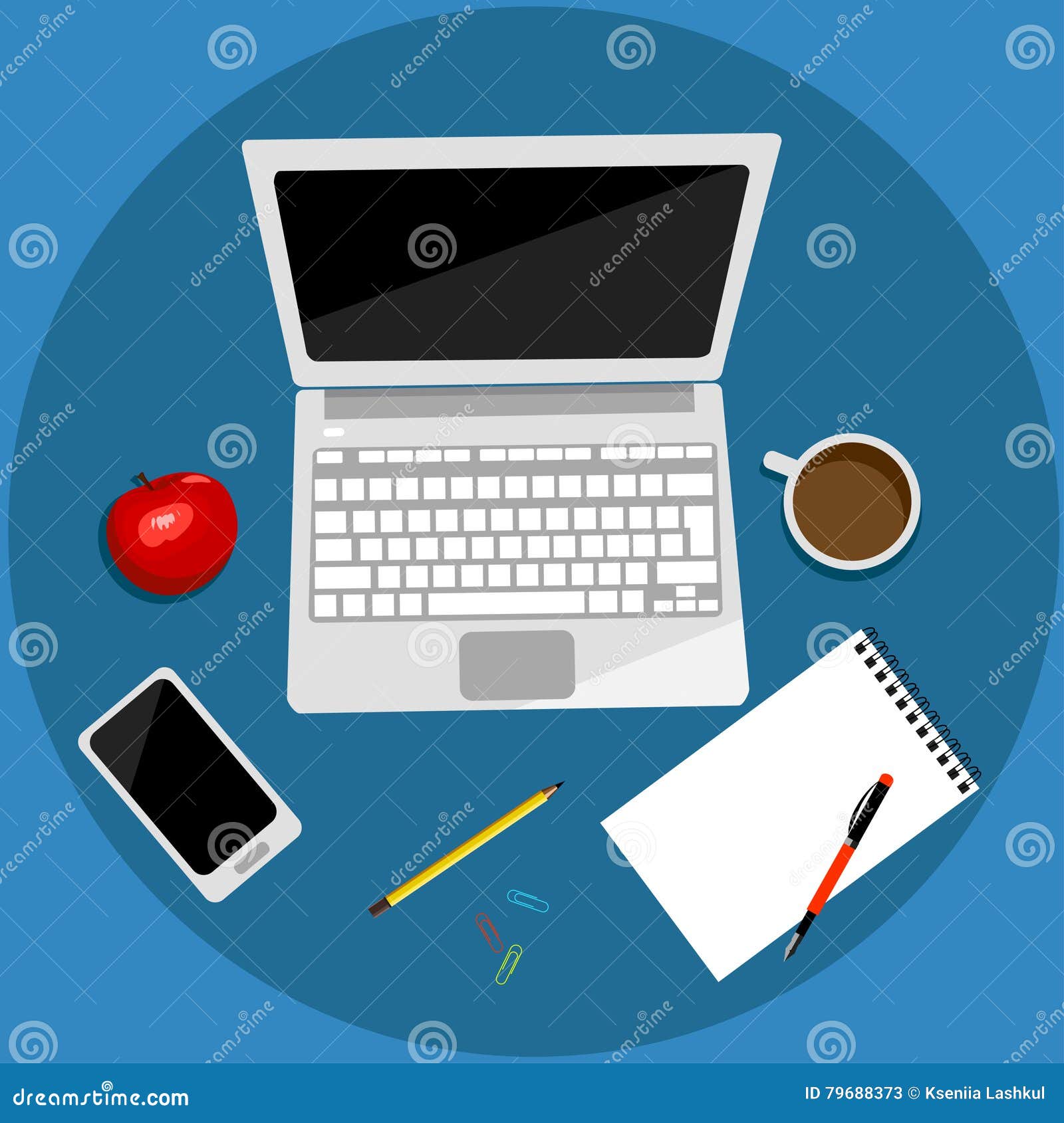 Realistic Workplace Organization. Cartoon Vector | CartoonDealer.com ...