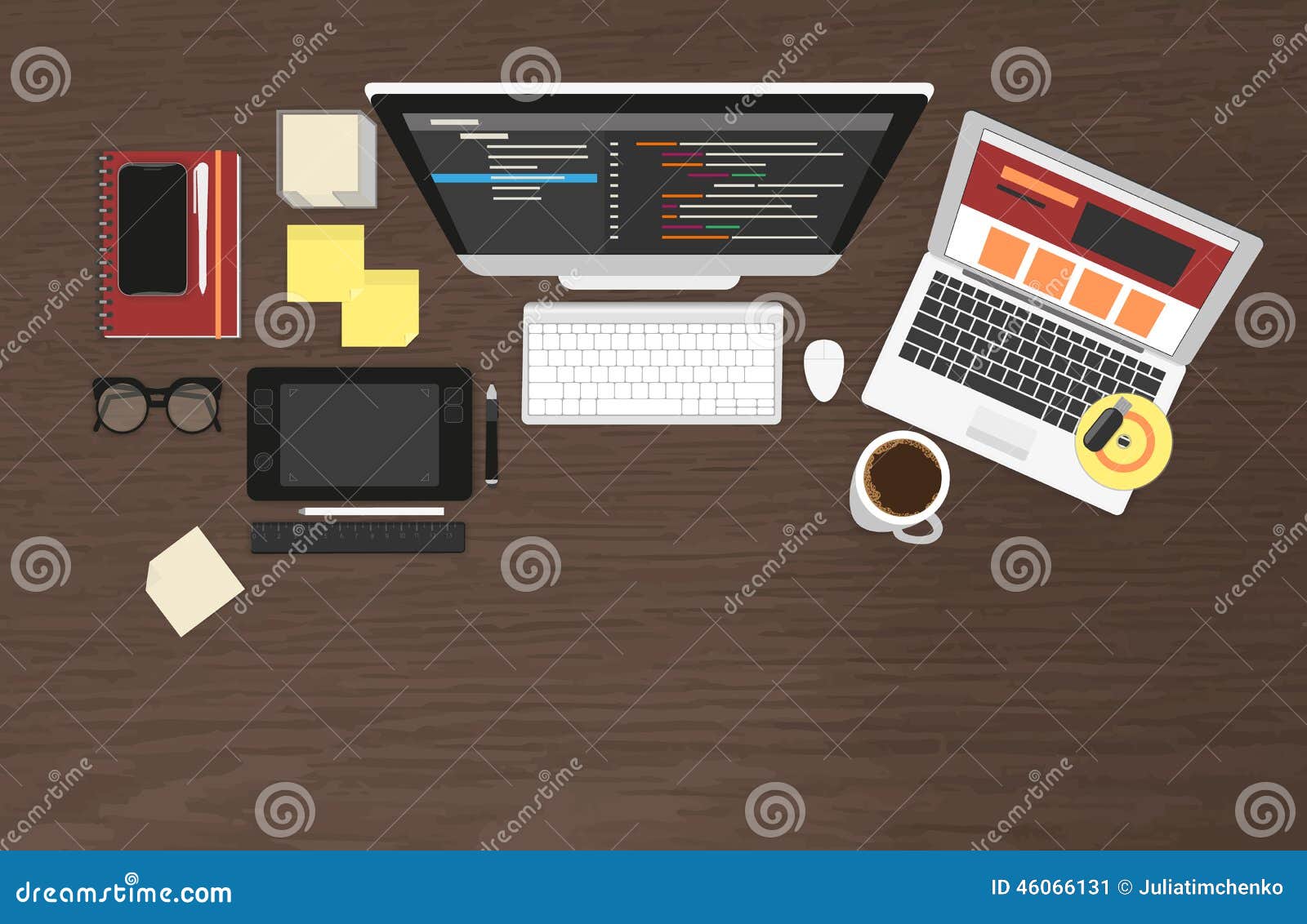 Realistic Workplace Organization. Cartoon Vector | CartoonDealer.com ...