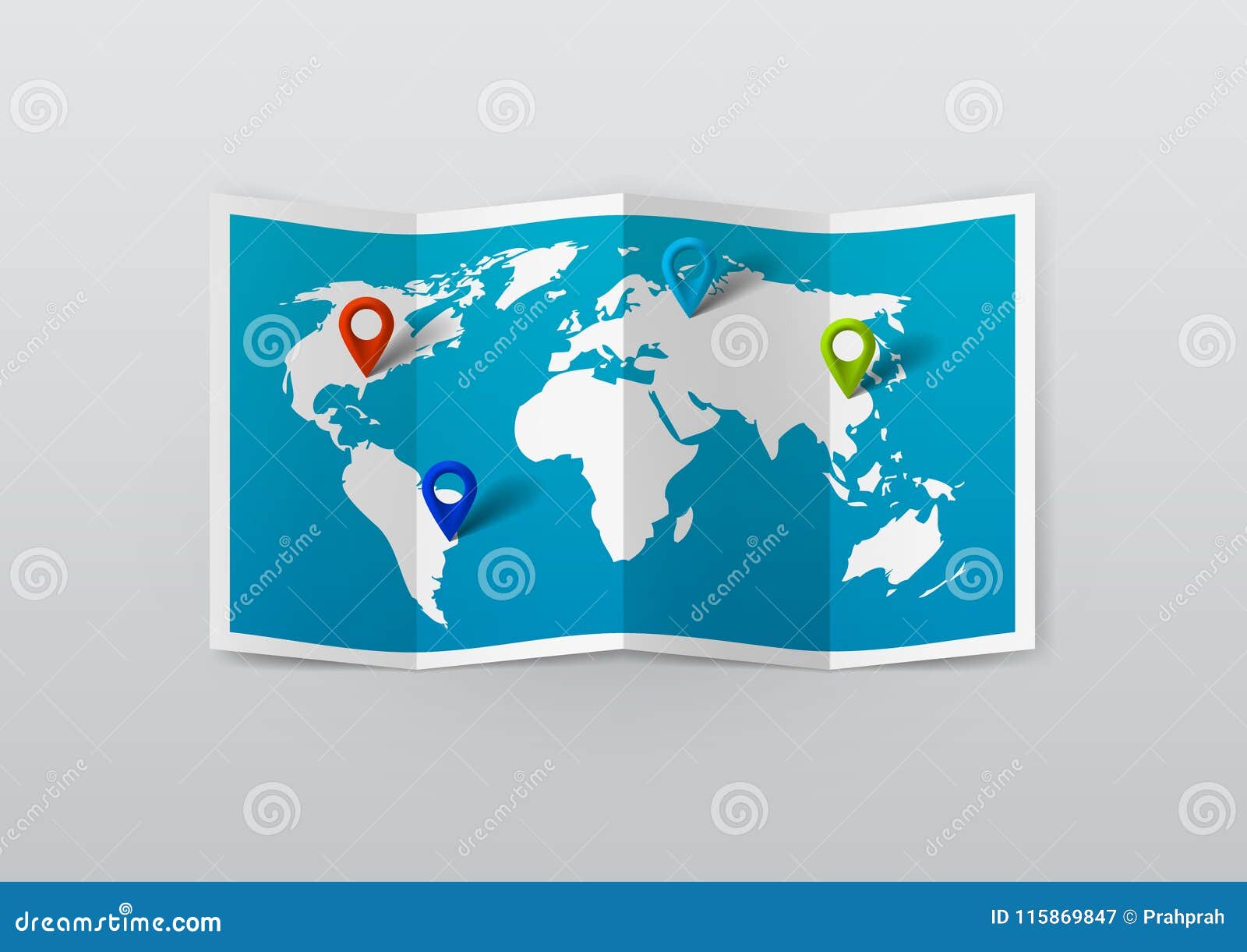 Realistic World Map with Tag Pins Stock Illustration - Illustration of ...